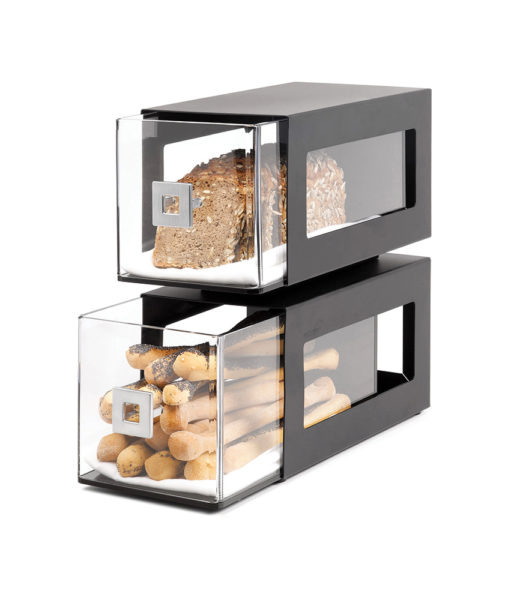 Rosseto® Two-Tier Black Matte Steel Bakery Display Column With Clear ...