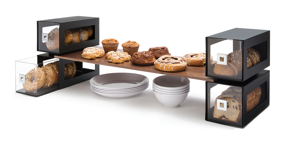 Rosseto® Two-Tier Black Matte Steel Bakery Display Column With Clear ...