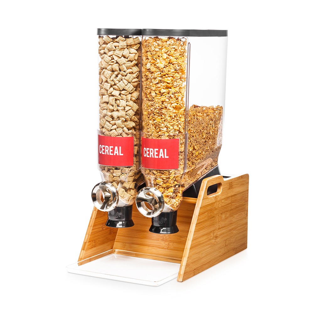 PRO-BULK Tabletop Dispenser System Double with Bamboo Stand & Catch ...
