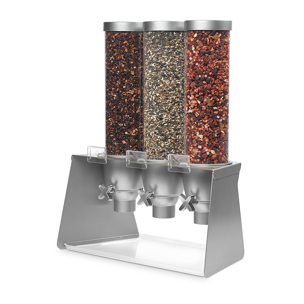 EZ-SERV® Three-Container Table Top Dispenser with Grey Metal Stand (1.3 ...