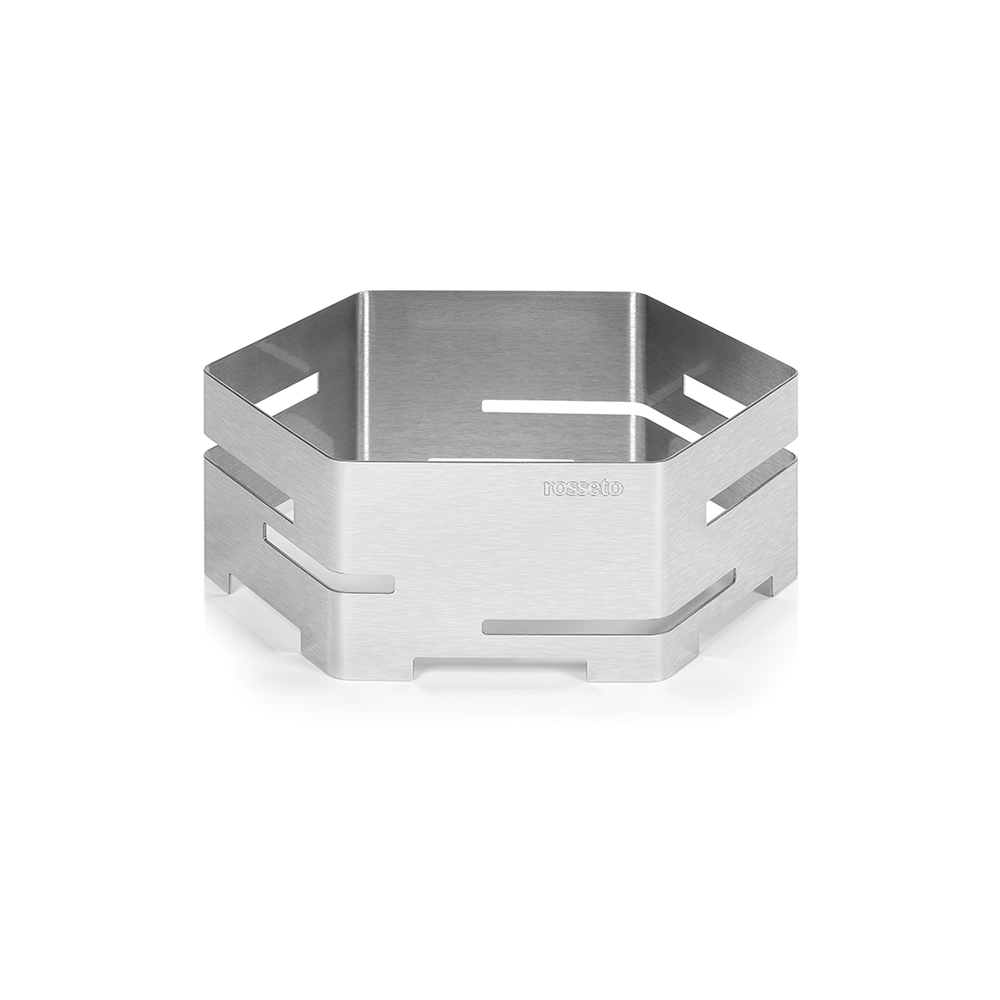 14″ Small Brushed Stainless Steel Hexagon Buffet Riser - SM116 - Rosseto