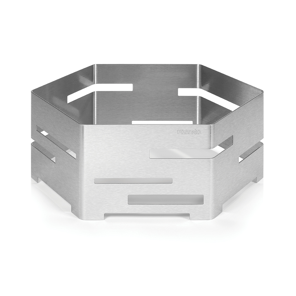 18″ Large Brushed Stainless Steel Hexagon Buffet Riser - SM118 - Rosseto