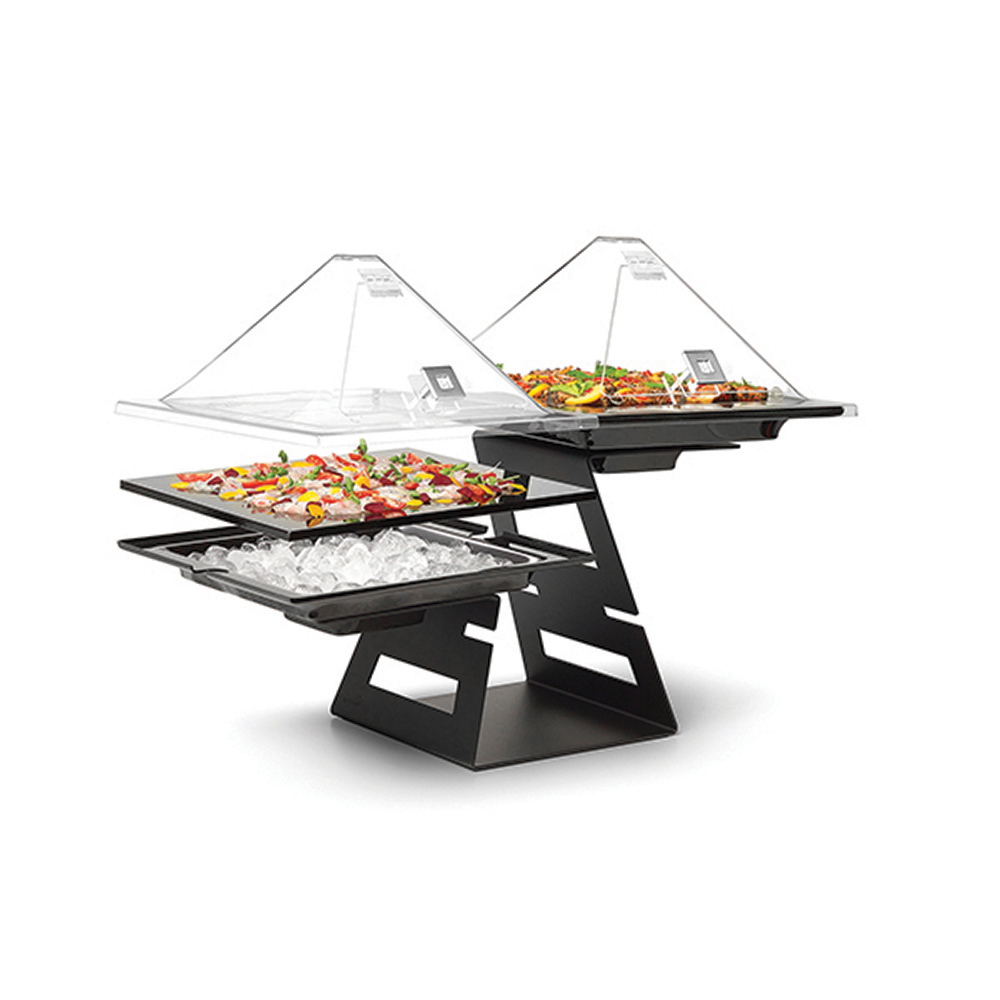 Rosseto® Swan Multi-Level Black Matte Riser System & 2 Porcelain Bowls ...