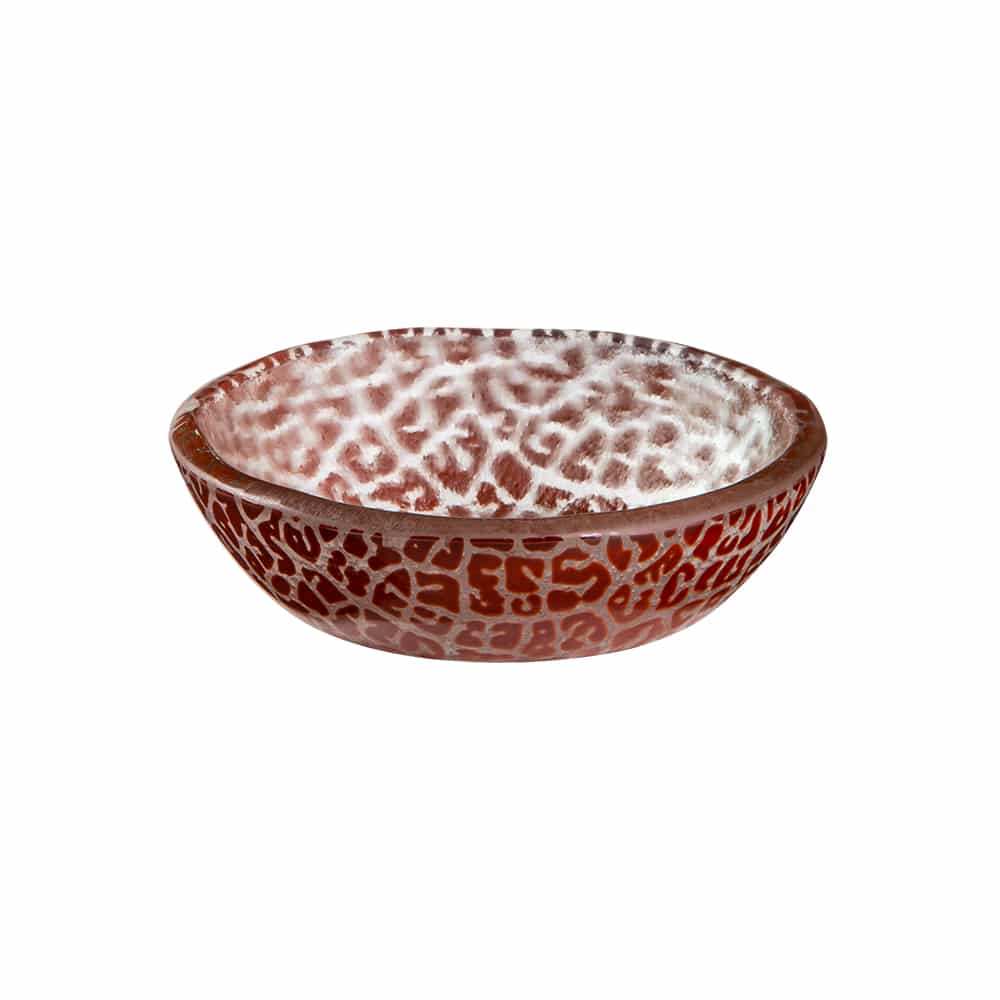 Kalderon Foglia Cognac Mini Round Shallow Handmade Glass Bowl, Set of ...