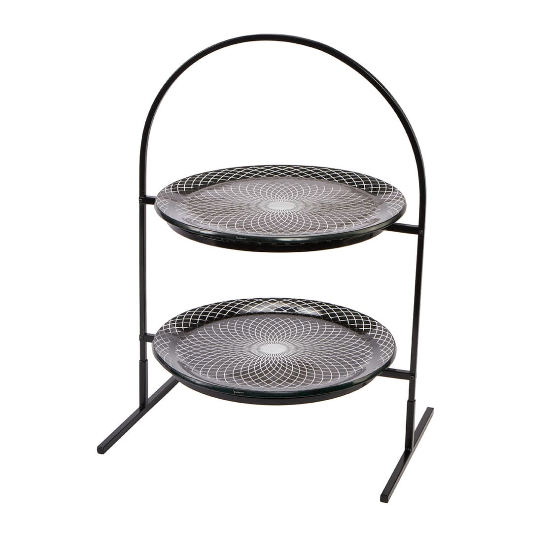 Kalderon 2 Level Round Black Metal Flat Packed Stand with Two Spiro ...