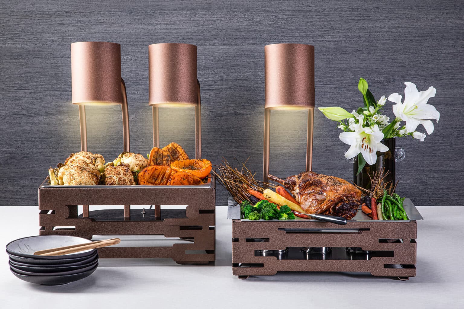 Heat Lamp, Double Bronze with Black Metal Base, Plain Shade, 1 EA ...