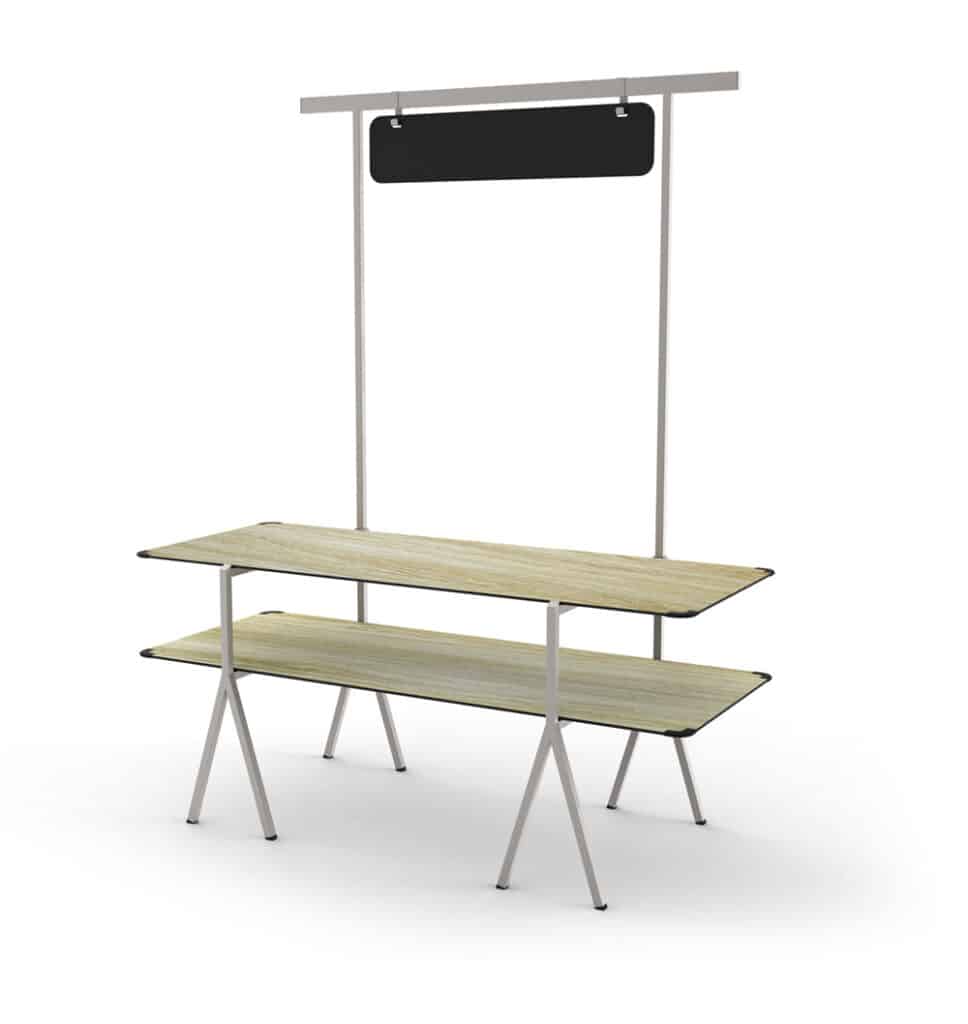 Modulite® 2 Level Kit, Natural Wood 2 Table Top, Chalkboard, Stainless ...