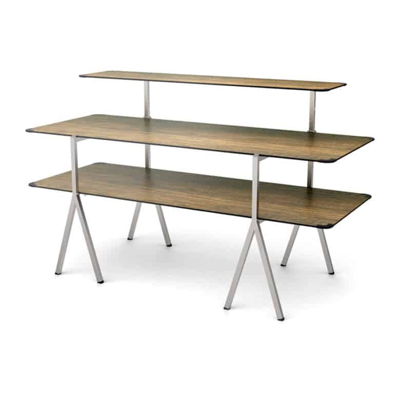 Modulite® 3 Level Kit, Walnut 2 Table Top, 1 Shelf, Stainless Steel ...