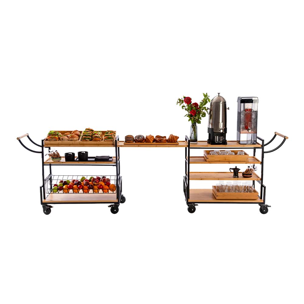 Modulite® Serving Cart, Blk and Nat Bamboo Frame and 3 Natural Bamboo ...