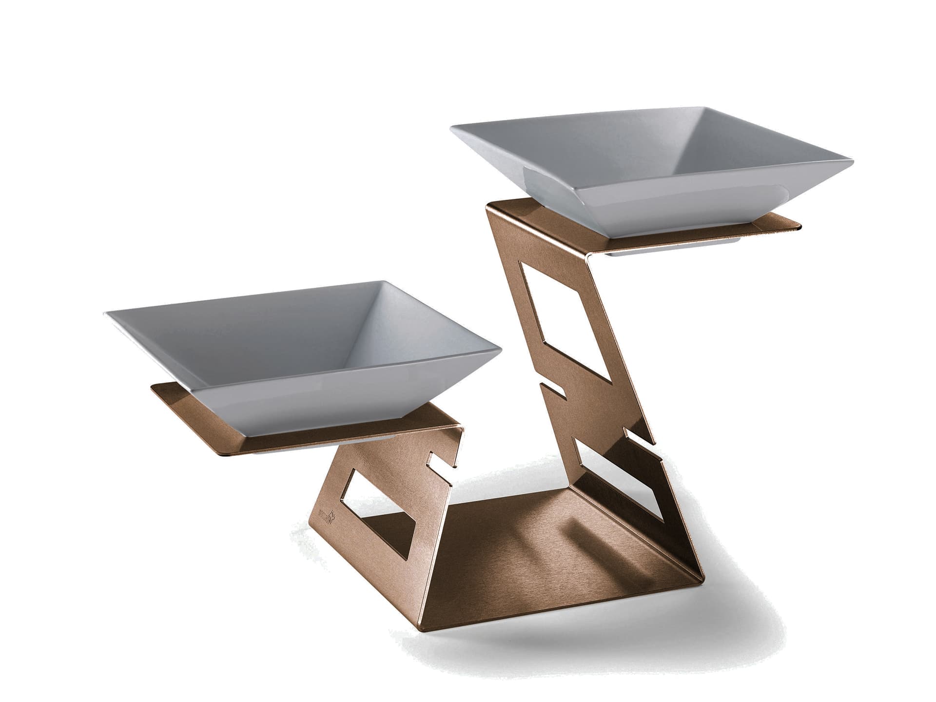 Rosseto® Swan Multi-Level Bronze Riser System & 2 Porcelain Bowls ...