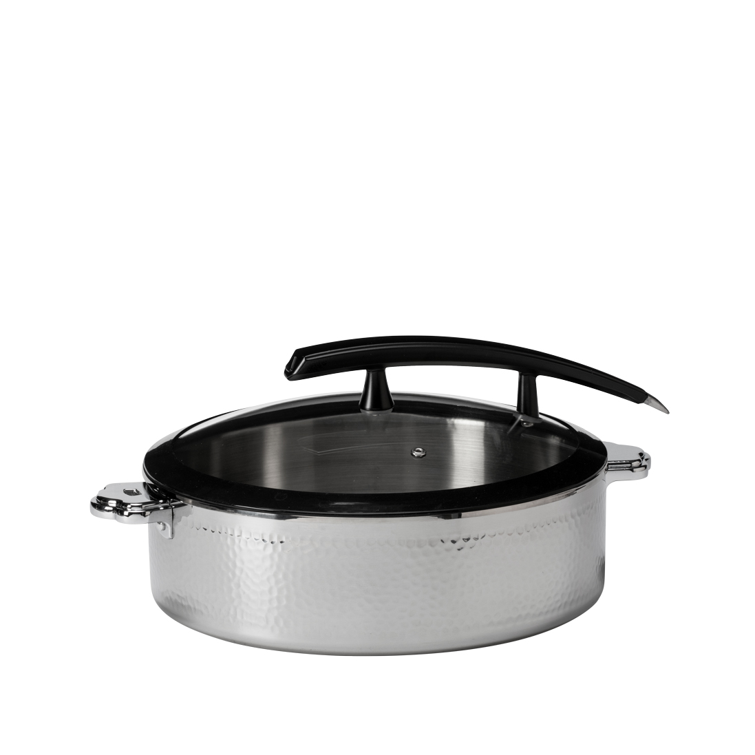 Rondeau Buffet Server Round Hammered Steel 5.28 Qt Pot with Food Pan, 1 ...