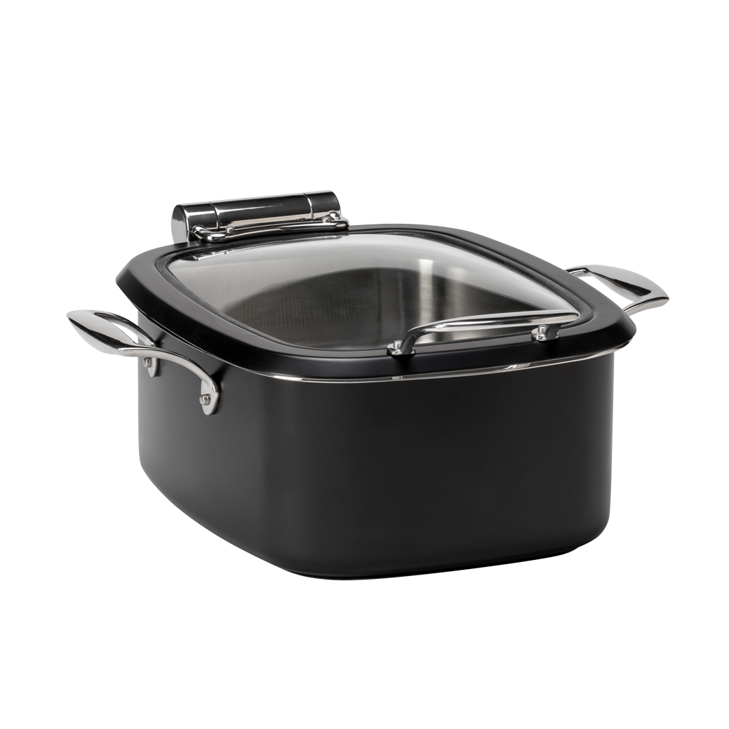 Le Dish Black Square Chafing Pot 4.2 Qt, 1 EA - GWD295EL-BK - Rosseto