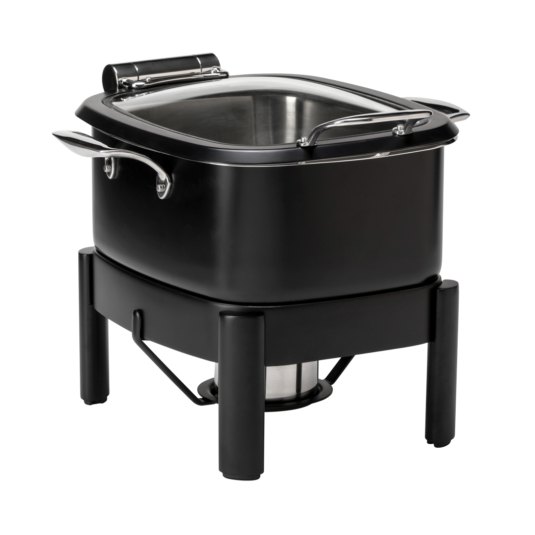 Le Dish Black Square Chafing Pot 4.2 Qt with Black Square Frame and ...