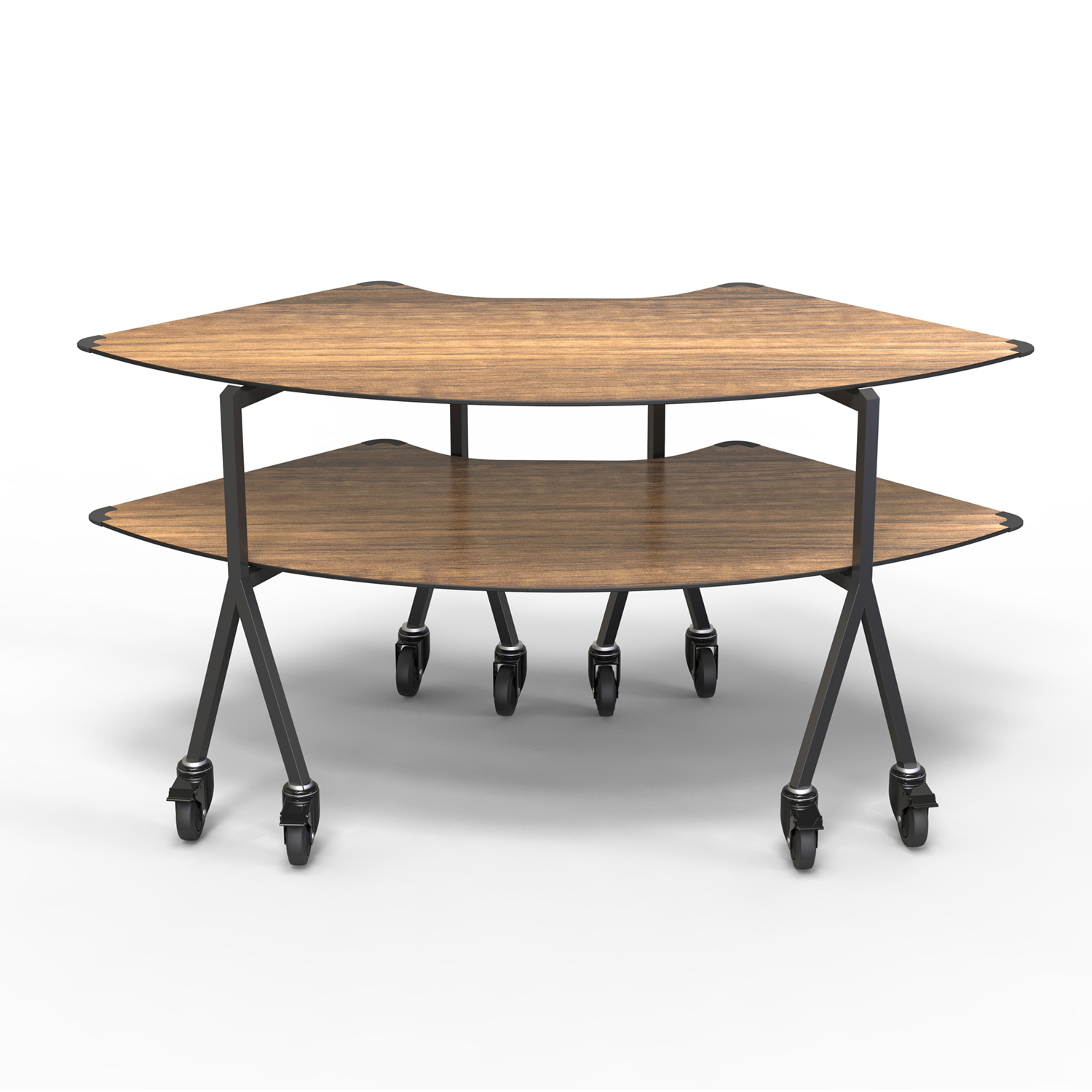 Modulite™ 2 Level Kit, Walnut 2 Qtr Round Tabletops, Black Leg with ...