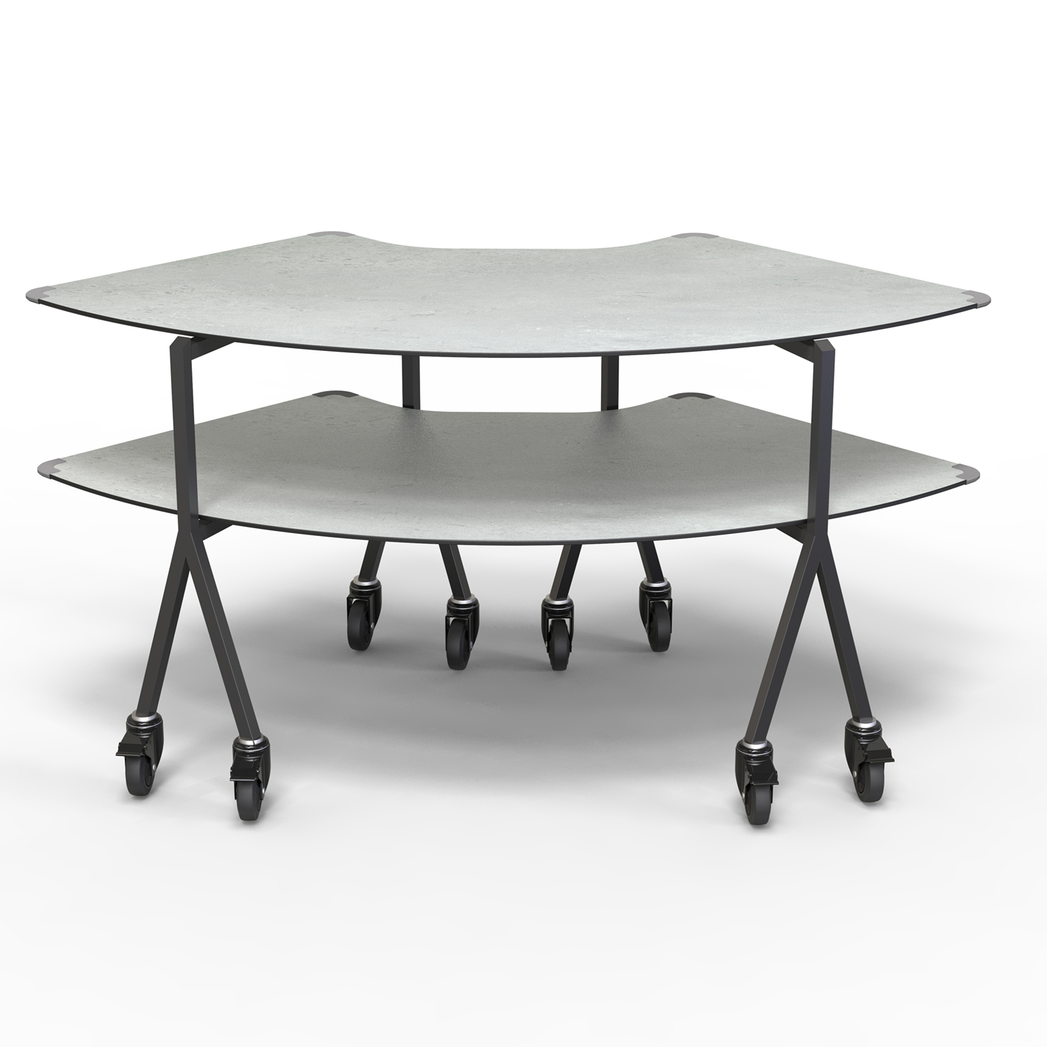 Modulite™ 2 Level Kit, 2 Concrete Gray QTR Round Tabletop, Black Legs ...