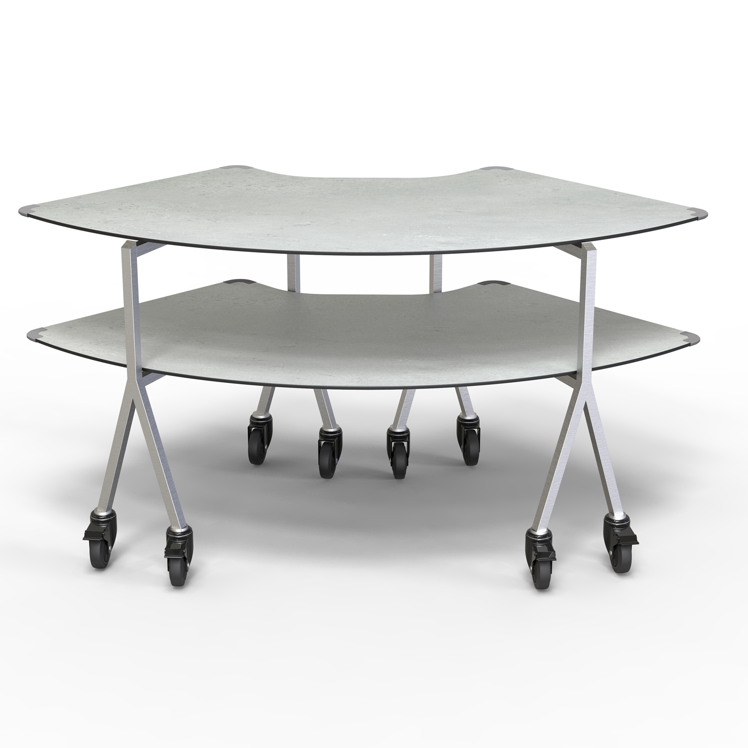 Modulite™ 2 Level Kit, Concrete Gray 2 QTR Round Tabletops, SS Legs ...