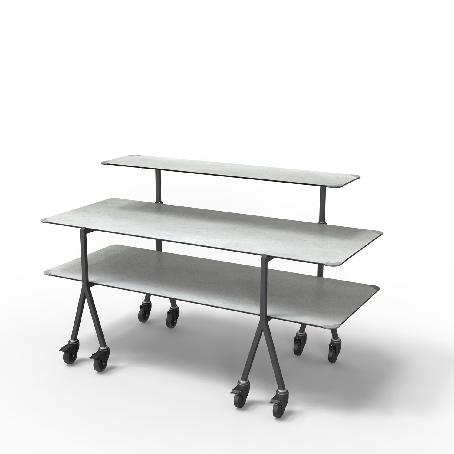 Modulite™3 Level Kit, Concrete Gray 2 Tabletop, 1 Shelf, Black Legs ...